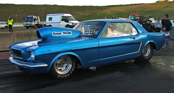 '65 Ford Mustang Hauling the Mail at Muncie Dragway