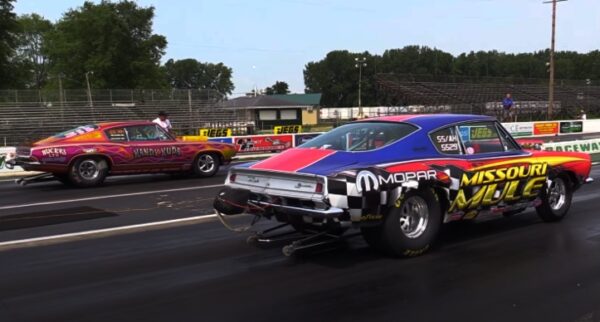 Super Stock HEMI Cuda Drag Race at National Trails